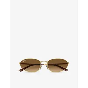 Ray-ban Oval-frame Metal Sunglasses - Gold