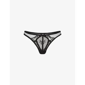 Agent Provocateur Rozlyn Low-rise Lace Mesh Thong Xxl - Black