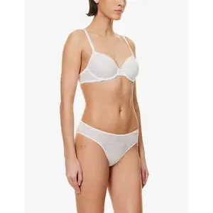 Calvin Klein Sheer Marquisette Embroidered Stretch-lace Briefs - White