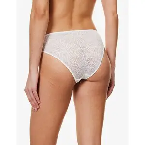 Calvin Klein Sheer Marquisette Embroidered Stretch-lace Briefs - White