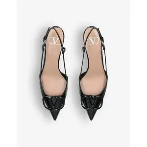 Valentino Garavani Vlogo 40 Patent-leather Slingback Courts - Black