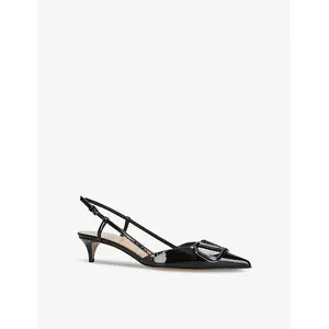 Valentino Garavani Vlogo 40 Patent-leather Slingback Courts - Black