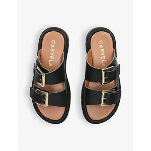 Carvela Pavilion Buckle-strap Leather Sandals - Black
