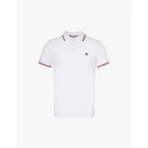 Moncler Brand-patch Split-hem Cotton-piqué Polo Shirt