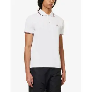 Moncler Brand-patch Split-hem Cotton-piqué Polo Shirt