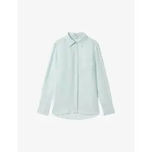 REISS Reiss Belle Relaxed-Fit Long-Sleeve Linen Shirt Aqua