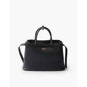 Prada Buckle Leather Medium Tote Bag