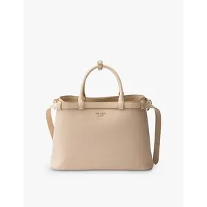 Prada Buckle Leather Medium Tote Bag