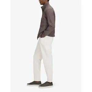 REISS Logo-embossed Leather Low-top Trainers - Grey