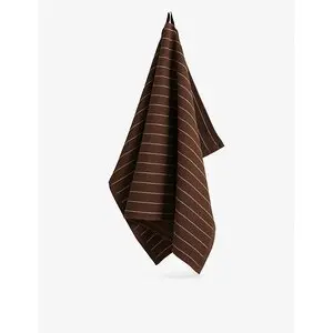 HAY Canteen Striped Cotton Tea Towel Chocolate Pinstripe