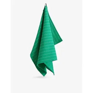 HAY Canteen Striped Cotton Tea Towel - Emerald Pinstripe