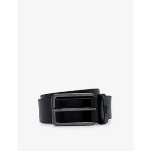 BOSS Logo-embossed Leather Belt - Black