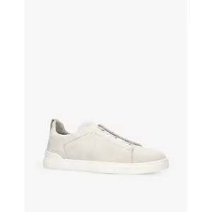 Zegna Triple Stitch Suede Low-top Trainers - Bone