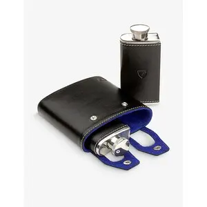 ASPINAL OF LONDON Double Stainless-steel And Leather Hip Flask