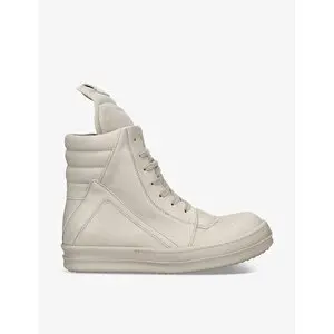 Rick Owens Geobasket Lace-up Leather High-top Trainers - Cream