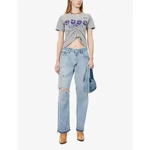 CASEY JEAN BY JEAN VINTAGE Distressed Straight-leg Mid-rise Jeans