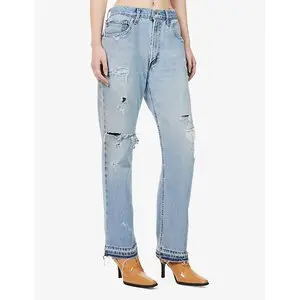 CASEY JEAN BY JEAN VINTAGE Distressed Straight-leg Mid-rise Jeans