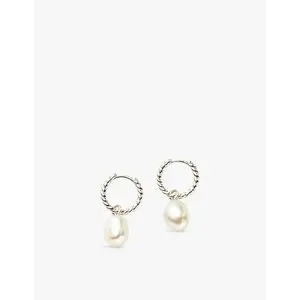 MISSOMA Pearl Twisted Rhodium-plated Sterling Hoop Earrings - Silver