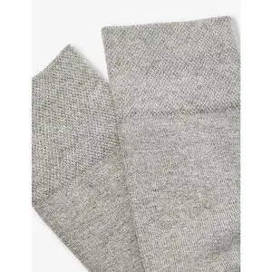 Falke Ribbed-cuff Cotton-blend Crew Socks - Light Greymel.