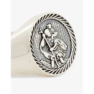 SERGE DENIMES St. Christopher Embossed Sterling Ring