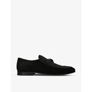 Kurt Geiger Eagle-embellished Quilted Velvet Loafers - Black/comb