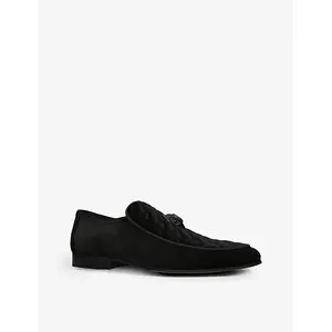 Kurt Geiger Eagle-embellished Quilted Velvet Loafers - Black/comb