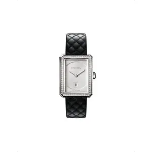 Chanel Steel, Leather, And Diamond Quartz Watch - Black & Silver