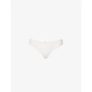 AUBADE Lovessence Floral-embroidered Stretch-woven Thong Xxl - Blanc