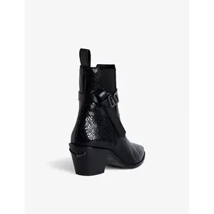 Zadig&Voltaire Tyler Python-effect Leather Ankle Boots