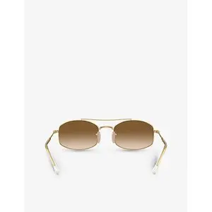 Ray-ban Rb3719 Oval-frame Sunglasses - Gold