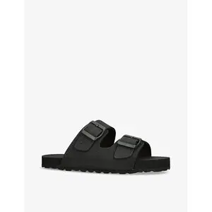 Manebí Honolulu Nordic Double-strap Flat Leather Sandals - Black
