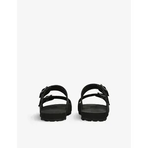 Manebí Honolulu Nordic Double-strap Flat Leather Sandals - Black