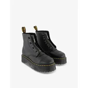 Dr. Martens Sinclair Tonal-stitched Zip-up Leather Ankle Boots - Black Milled