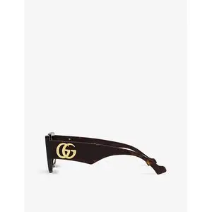 Gucci Gg1421s Rectangle-frame Sunglasses - Brown