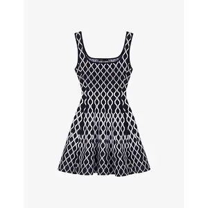 Maje Square-neck Geometric-pattern Mini Dress