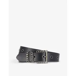 The Kooples Chain-embellished Leather Belt - Black