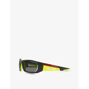 Prada 8056597766319 Wraparound-frame Acetate Sunglasses