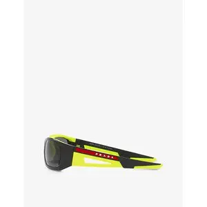 Prada 8056597766319 Wraparound-frame Acetate Sunglasses
