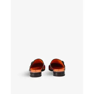 Santoni Monk Double-buckle Leather Mules - Dark Brown