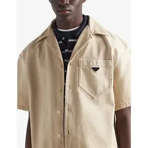 Prada Triangle-logo Boxy-fit Bull-denim Shirt
