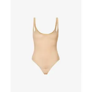 Wolford Scoop-neckline Stretch-mesh Body - Clay