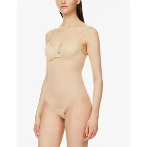 Wolford Scoop-neckline Stretch-mesh Body - Clay