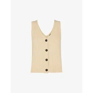 Whistles Button-front Stretch-cotton Tank
