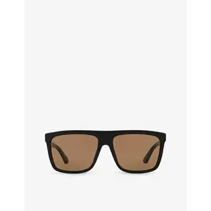 Gucci Gg0748s Rectangle Sunglasses - Gold