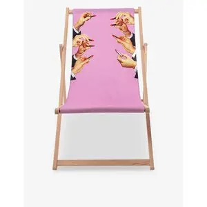 SELETTI Wears Toiletpaper Lipsticks Beech-wood And Canvas Deckchair 87cm