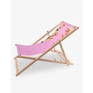 SELETTI Wears Toiletpaper Lipsticks Beech-wood And Canvas Deckchair 87cm