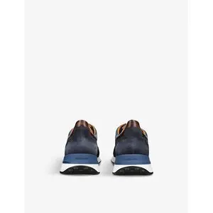Magnanni Xl Grafton Leather And Suede Low-top Trainers - Navy