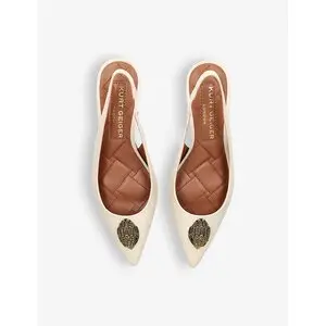 Kurt Geiger Eagle-embellished Leather Heeled Slingbacks - Bone
