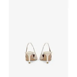 Kurt Geiger Eagle-embellished Leather Heeled Slingbacks - Bone