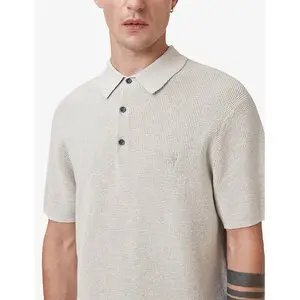 ALLSAINTS Aspen Ramskull-embroidered Cotton And Wool Polo Shirt